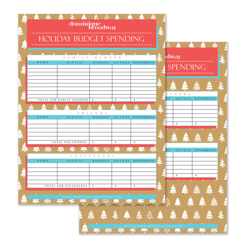 Holiday Spending Budget Worksheet - Finances Demystified